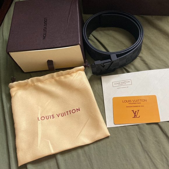 Accessories | Authentic Louis Vuitton Belt Black Graphite 9cm E | Poshmark